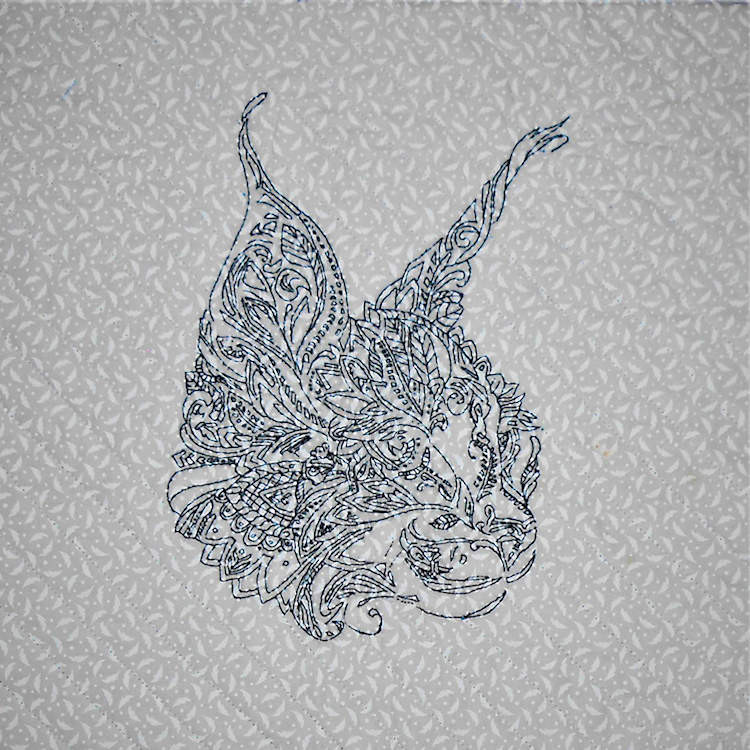 Celtic Lynx 2 , Quilters Treasure: Hand Painted Marbled Fabric