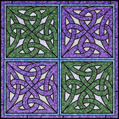 Celtic Knot Panel , Quilters Treasure: Hand Painted Marbled Fabric