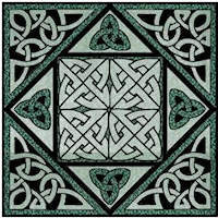 Iona Knot Celtic Block , Quilters Treasure: Hand Painted Marbled Fabric