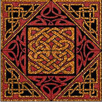 Priory Celtic Block , Quilters Treasure: Hand Painted Marbled Fabric