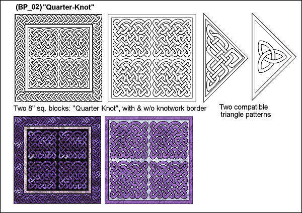Quarter Knot Celtic Block , Quilters Treasure: Hand Painted Marbled Fabric